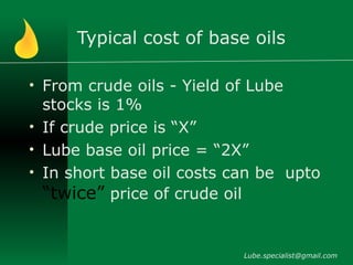 Base oils for lubricants manufacture & classification | PPT