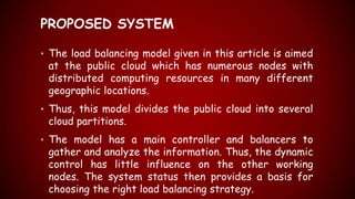 Base paper ppt-. A load balancing model based on cloud partitioning for the public cloud ...