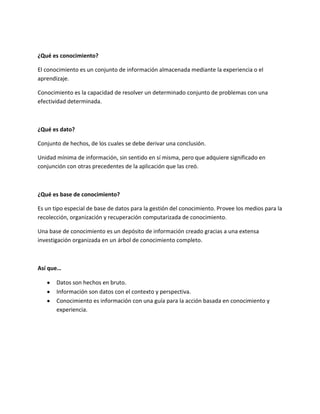 Bases de conocimiento vs bases de datos | DOCX