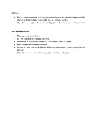 Bases de conocimiento vs bases de datos | DOCX