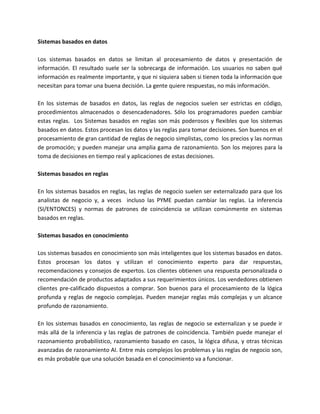 Bases de conocimiento vs bases de datos | DOCX
