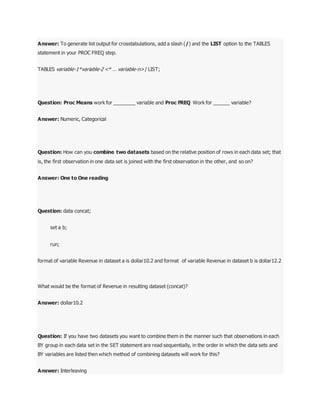 Base sas interview questions | PDF