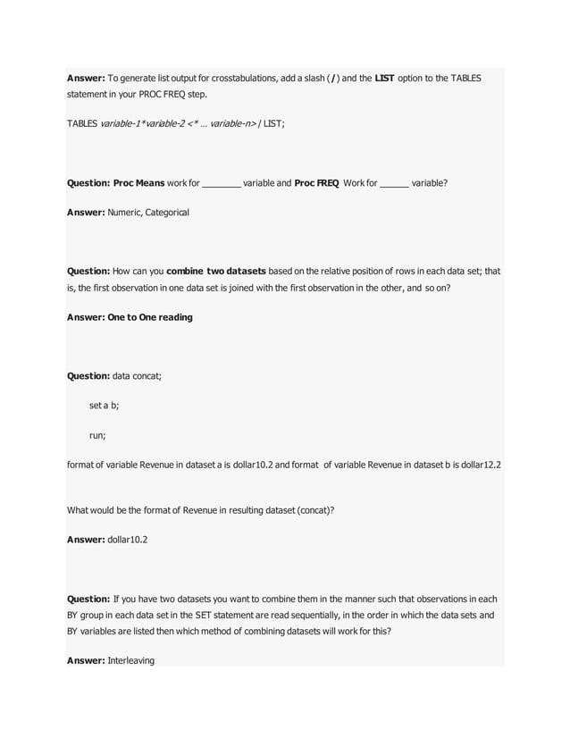 Base sas interview questions | PDF