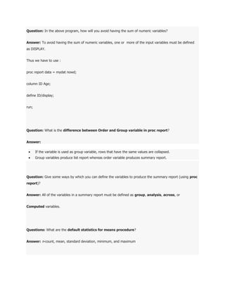 Base sas interview questions | DOCX