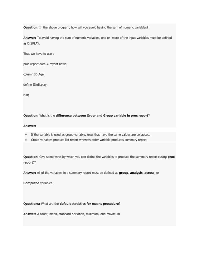 Base sas interview questions | DOCX | Programming Languages | Computing