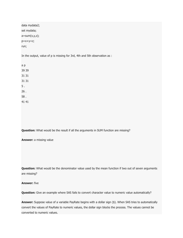 Base sas interview questions | DOCX | Programming Languages | Computing