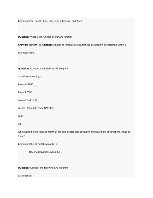 Base sas interview questions | DOCX | Programming Languages | Computing