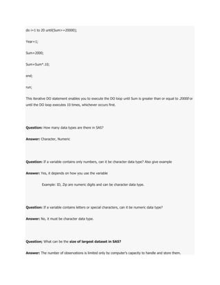 Base sas interview questions | DOCX