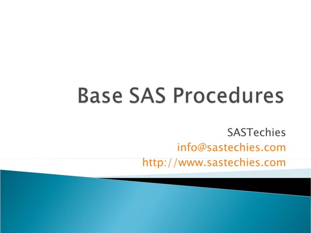 Base SAS Statistics Procedures | PPT