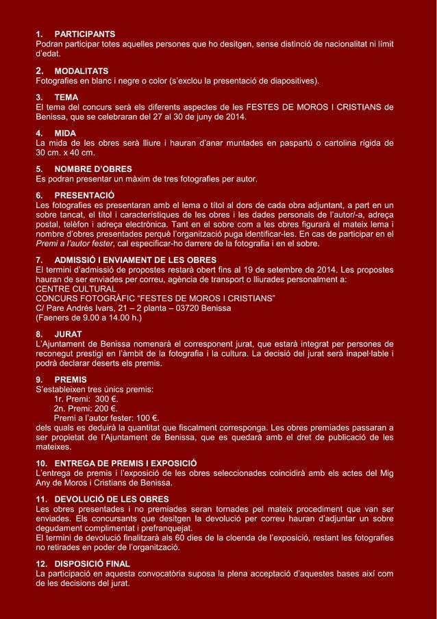 Bases concurs fotografic moros i cristians 2014 | PDF