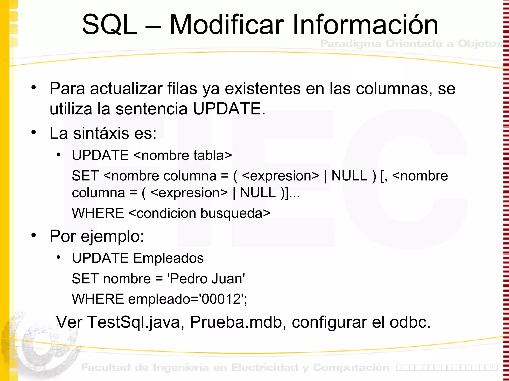 Java y Bases de Datos | PPT