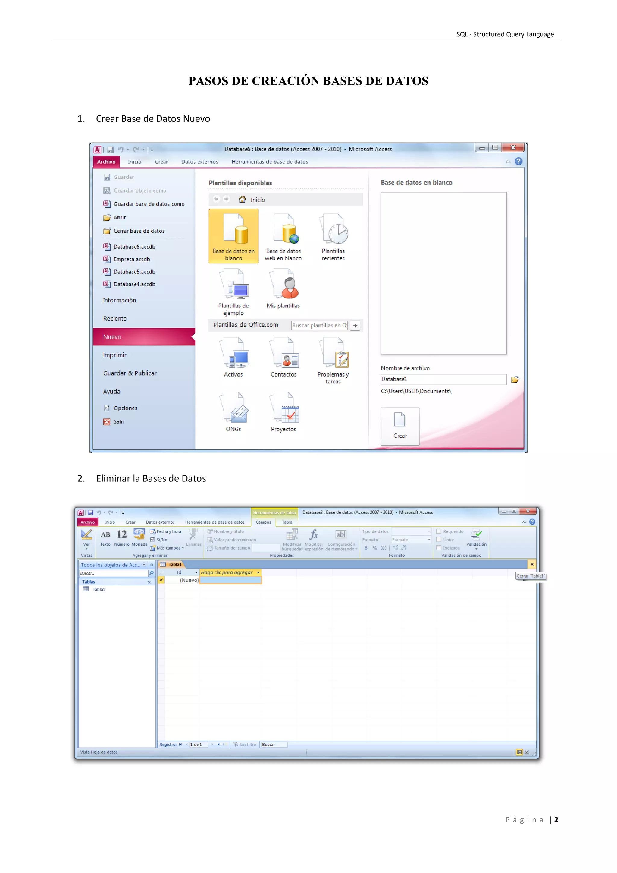 Bases de datos access | PDF