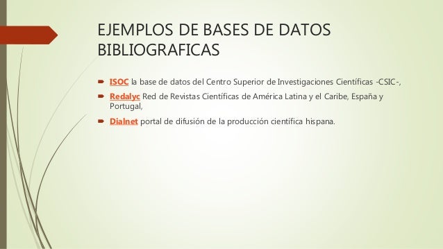 Presenacion: BASES DE DATOS BIBLIOGRAFICAS