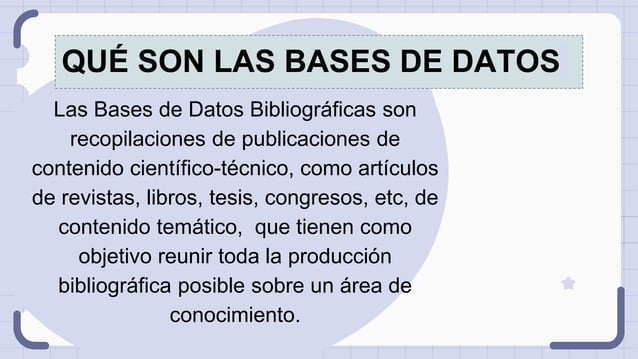 bases de datos bibliograficos.pptx | Databases | Computer Software and Applications