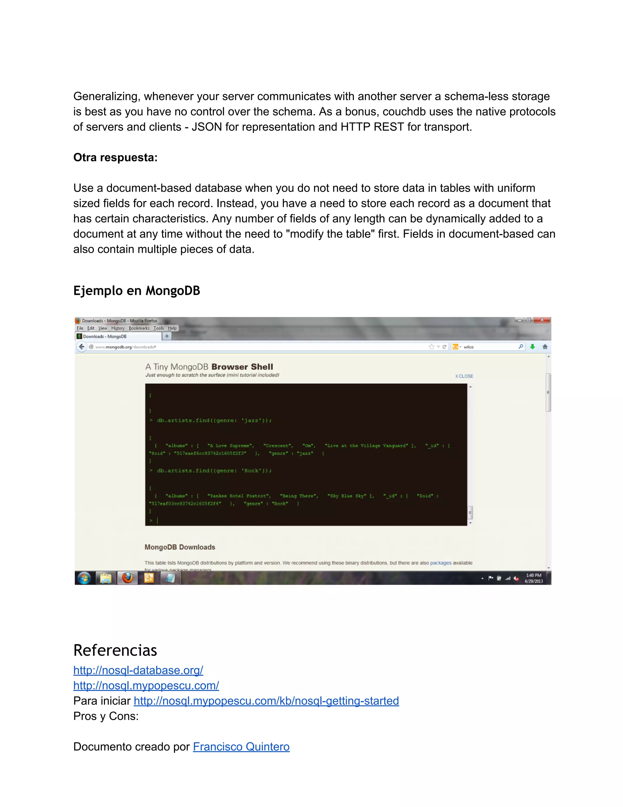 Resumen y explicación Bases de datos NoSQL | PDF