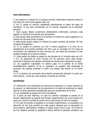 BASES DEL CAMPEONATO DE FULBITO COPA AMERICANA | PDF
