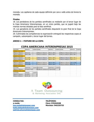 BASES DEL CAMPEONATO DE FULBITO COPA AMERICANA | PDF