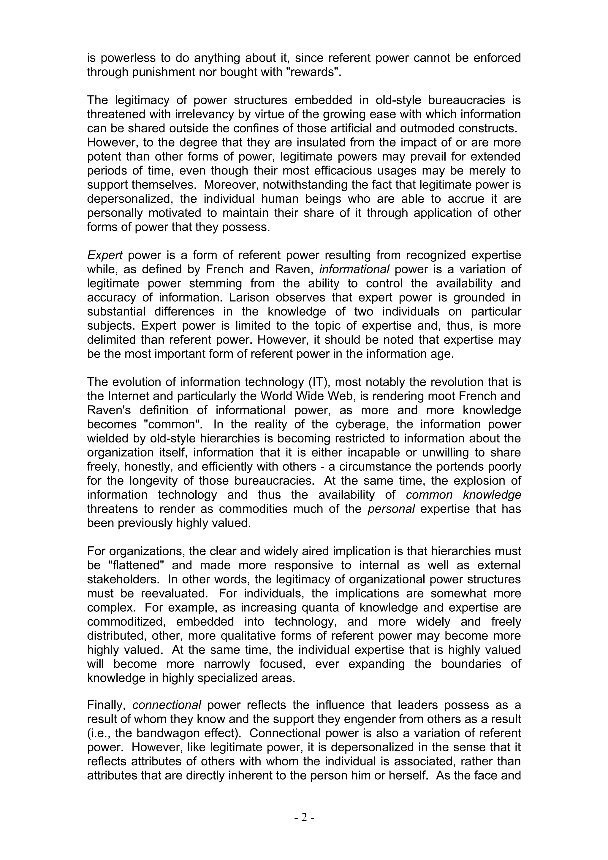 Bases Of Social Power French And Raven | DOC