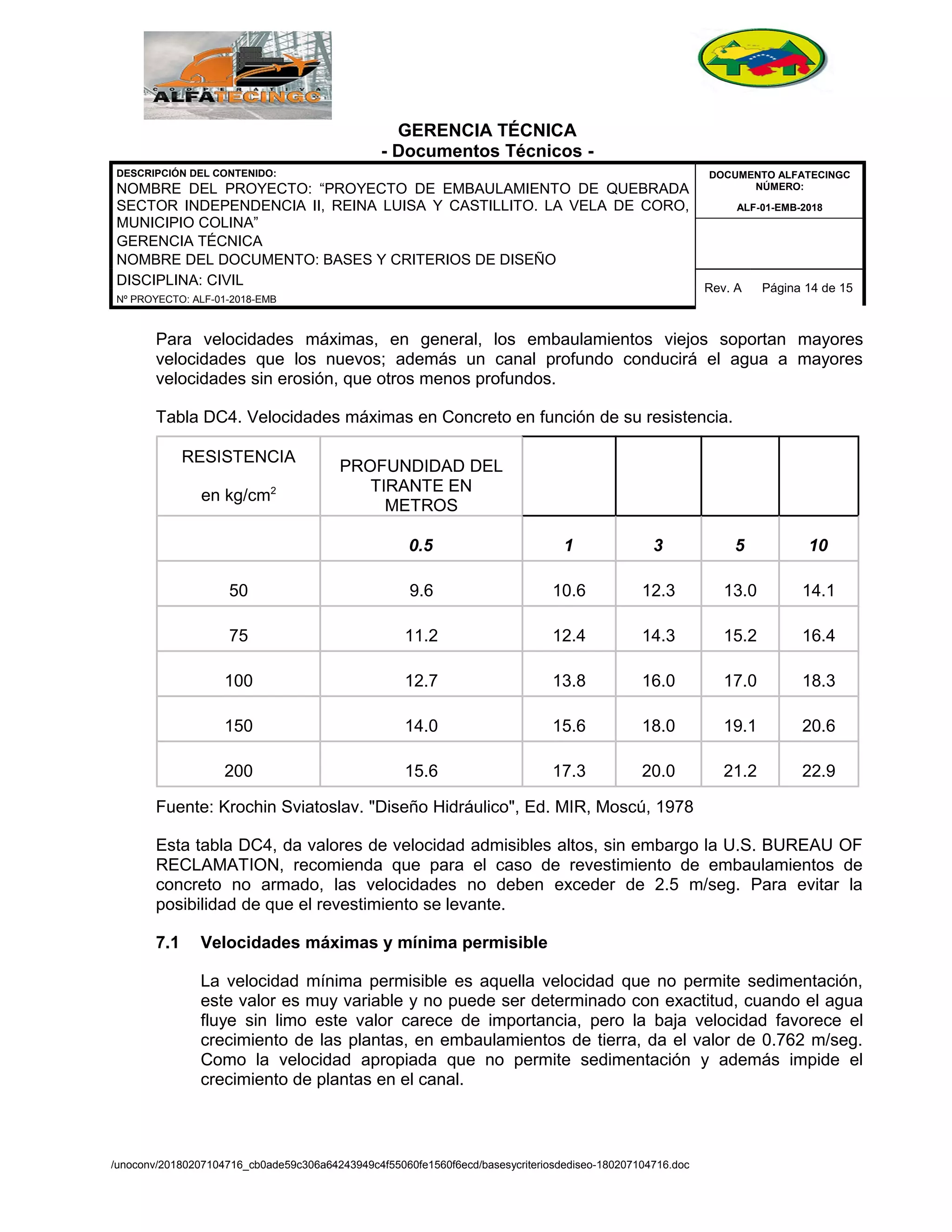 Bases y criterios de diseño | DOC | Civil Engineering Industry | Industries