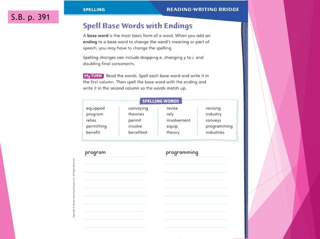 Base Words and Endings spelling lesson grdae 5 | PDF