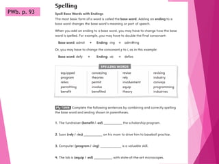 Base Words and Endings spelling lesson grdae 5 | PDF