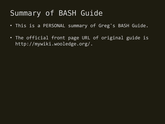 BASH Guide Summary | PPT