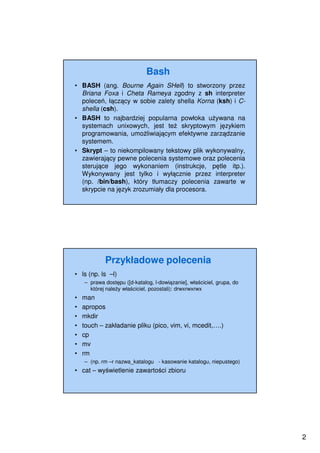 Bash 1 ----- wykład2i3 | PDF