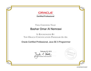 Bashar alnemrawi ocp_java_se5programmer | PPT