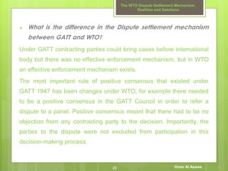Bashar H. Malkawi The WTO Dispute Settlement Mechanism: Realities and ...