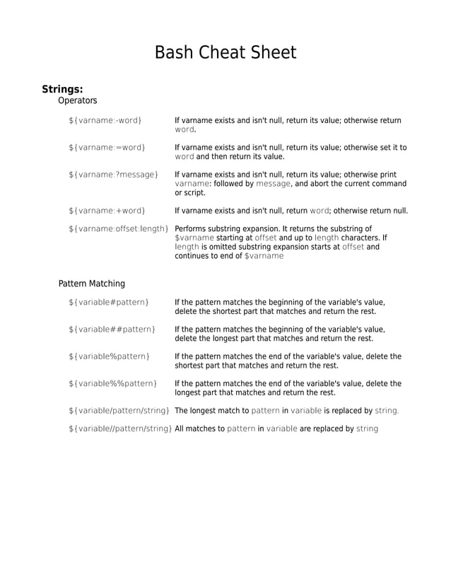 Bash Cheat Sheet - SniferL4bs | PDF