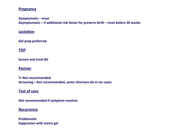 Bashh bacterial vaginosis guideline summary | PPT