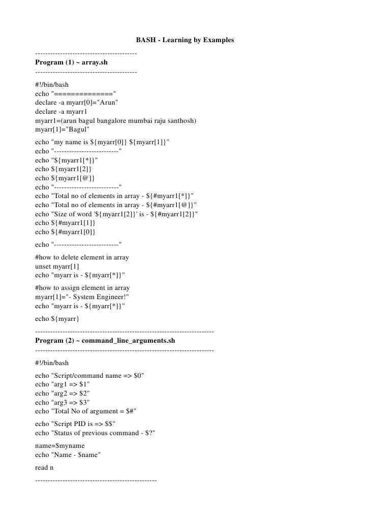 Bash Learning By Examples