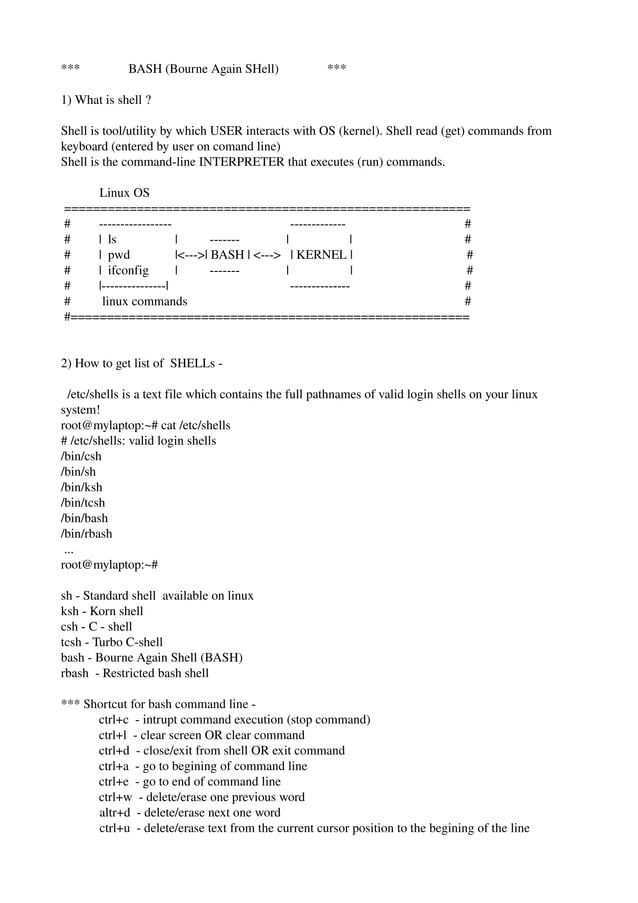 Bash Shell Introduction By Arun Bagul | PDF