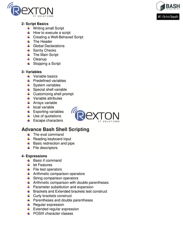 BASH Shell Script Training in Noida- Rexton It Solution | PDF