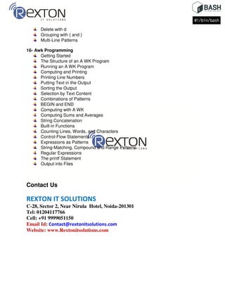 BASH Shell Script Training in Noida- Rexton It Solution | PDF