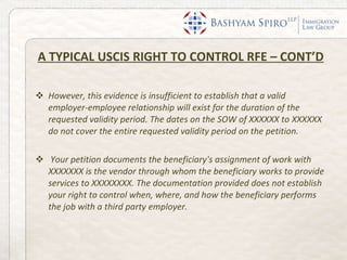 H-1B ‘Right To Control’ RFEs: What to Expect and How to Answer Them | PPT