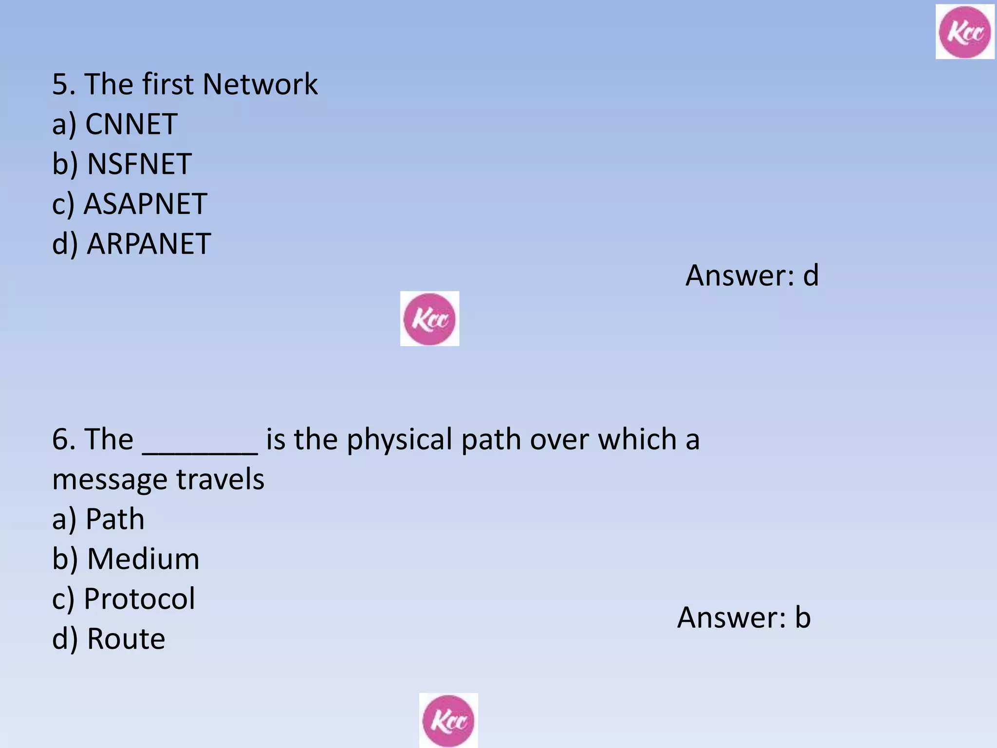Networking Basic MCQ's TEST | PPTX | Computer Networking | Computing