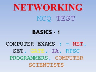 Networking Basic MCQ's TEST | PPTX | Computer Networking | Computing