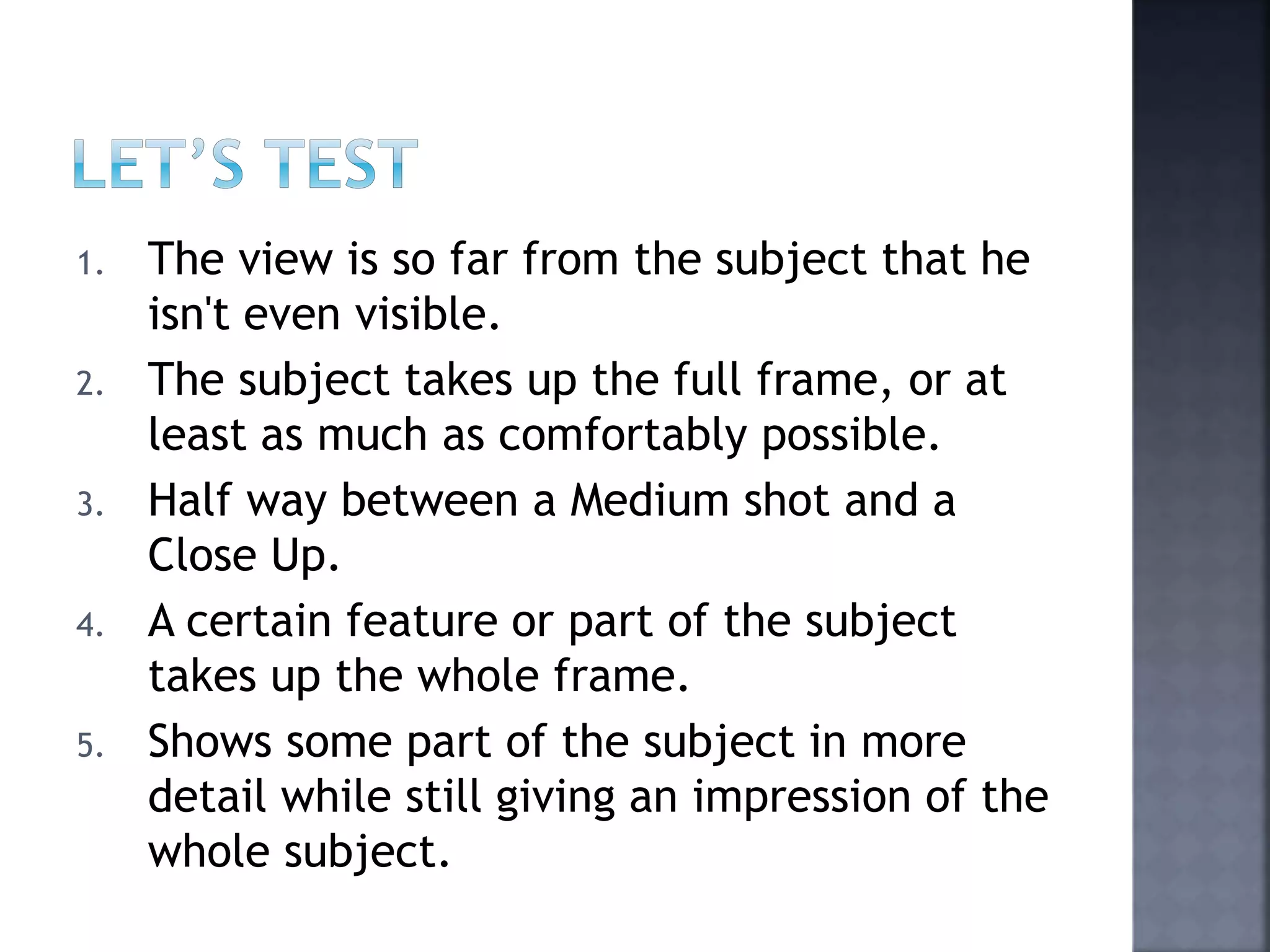 Basic camera shots | PPTX