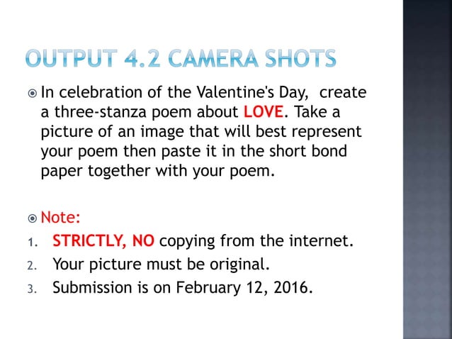 Basic camera shots | PPTX | Photography | Arts and Crafts