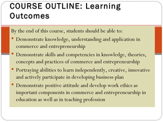 Basic Commerce Course Outline | PPT