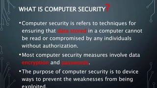 Basic concepts in computer security | PPTX