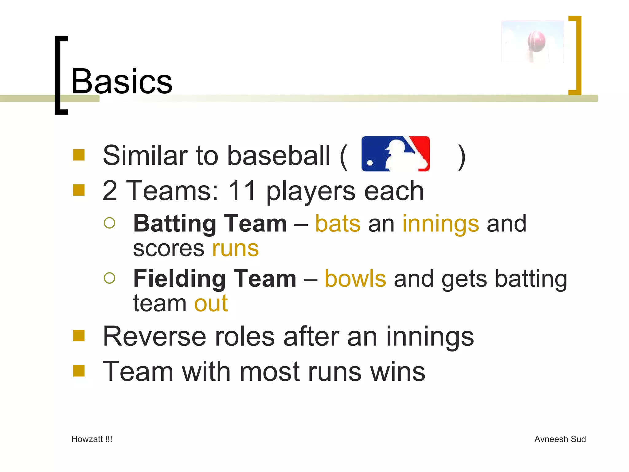 Basic Cricket Rules | PPT