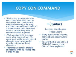 Basic dos-commands | PPTX | Operating Systems | Computer Software and ...