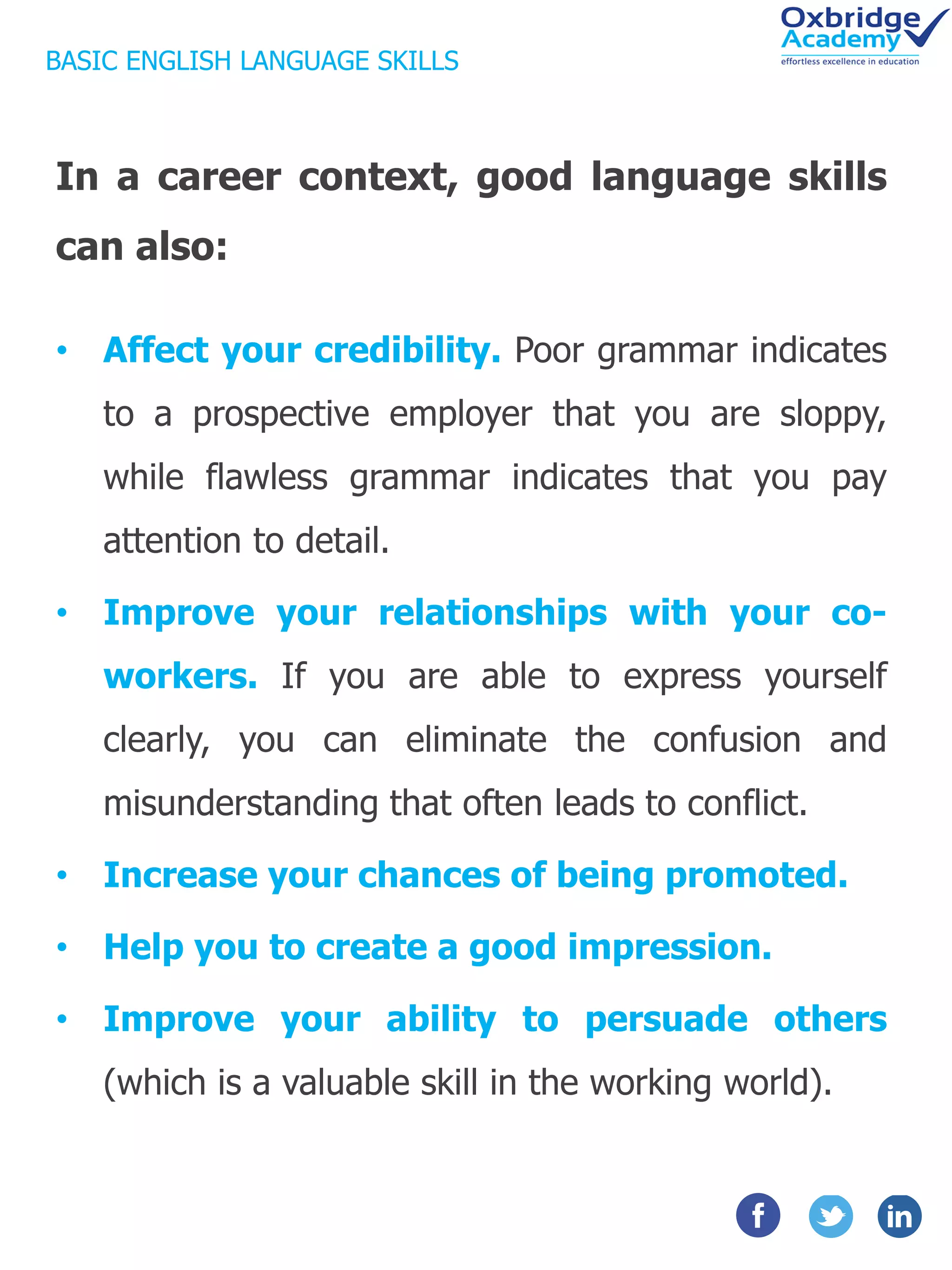 Basic English Language Skills (E-Book) | PDF | Career Advice | Careers