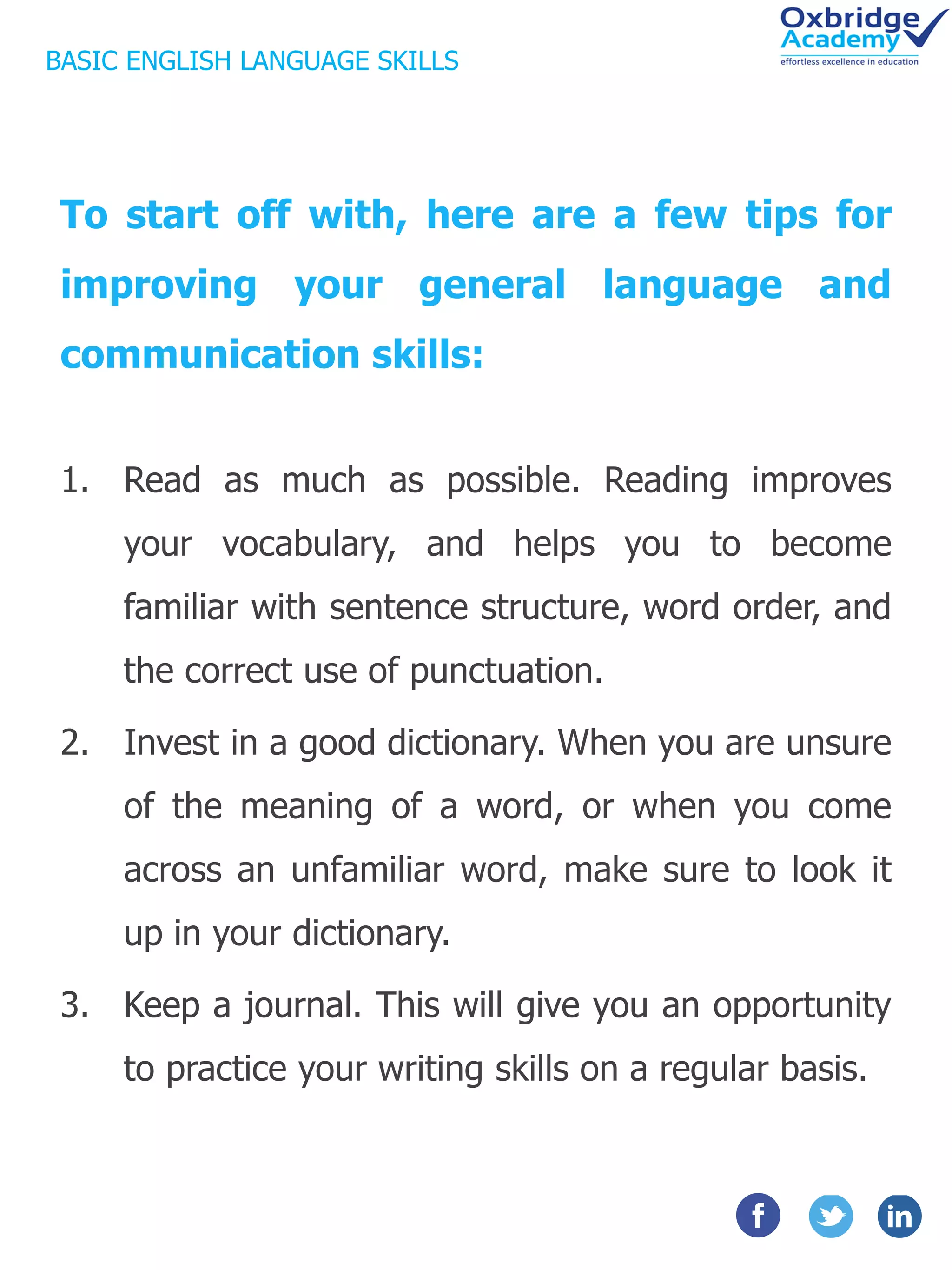 Basic English Language Skills (E-Book) | PDF | Career Advice | Careers