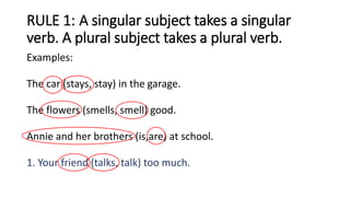 BASIC-GRAMMAR.pptx subject verb agreement rules | PPT
