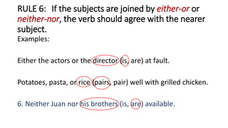 BASIC-GRAMMAR.pptx subject verb agreement rules | PPTX