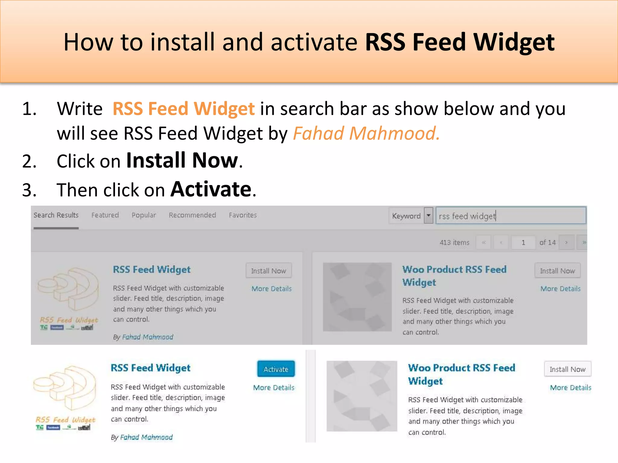 RSS Feed Widget - Basic guide | PPTX