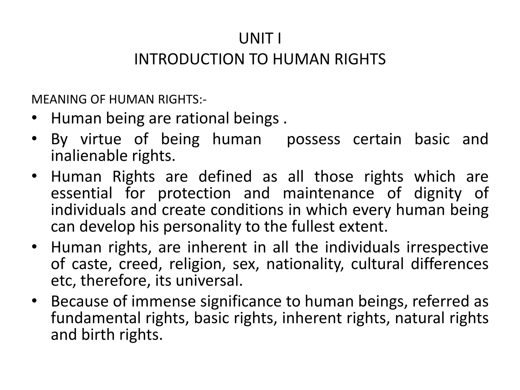 Basic human-rights-unit-1 | PPTX